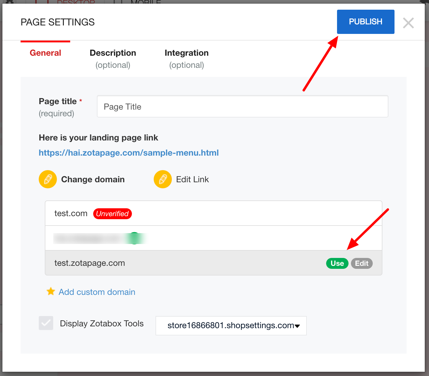 Add custom domain to your landing page